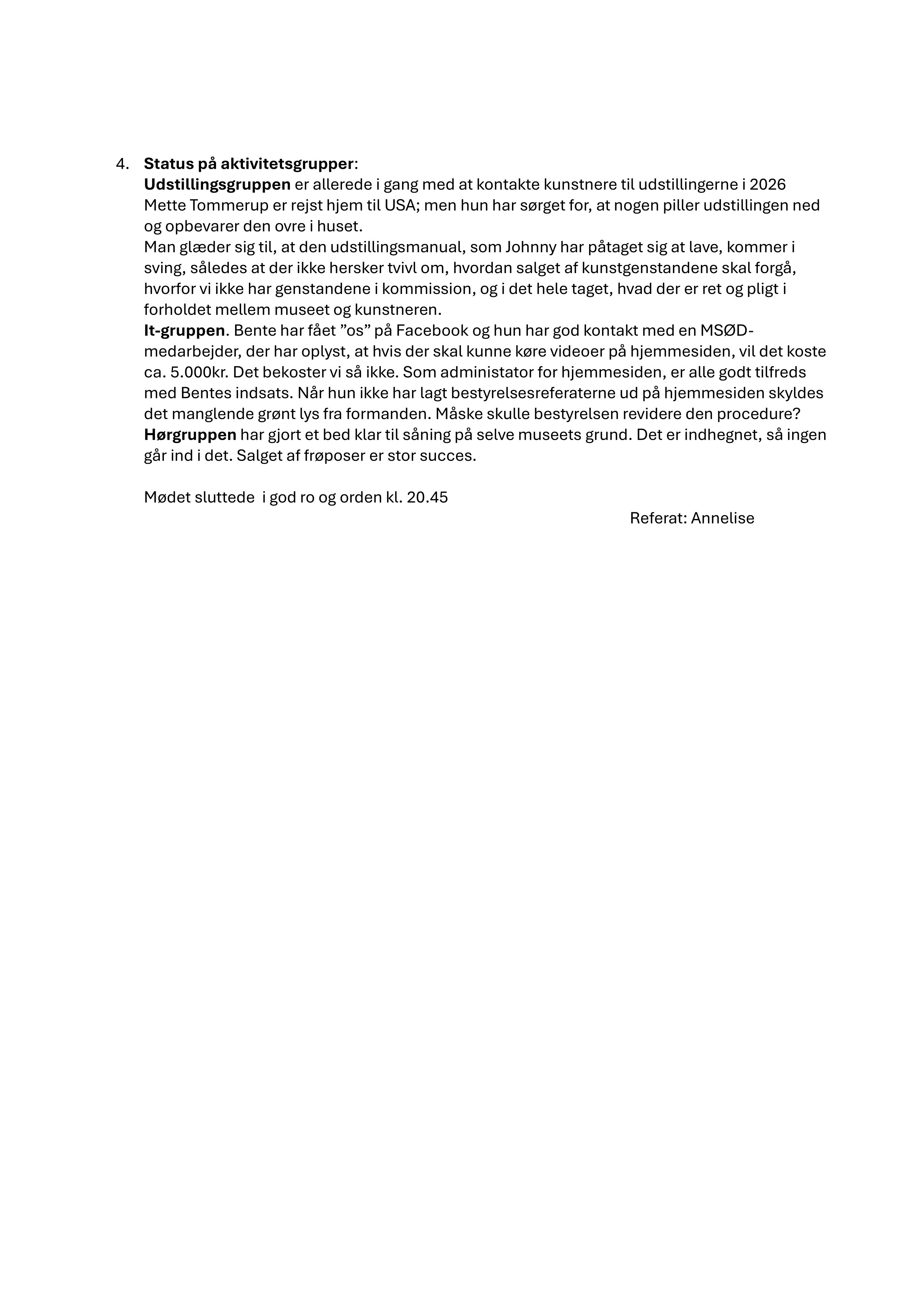 Referat af storgruppe og bestyrelsesmøde d. 7. maj 2025